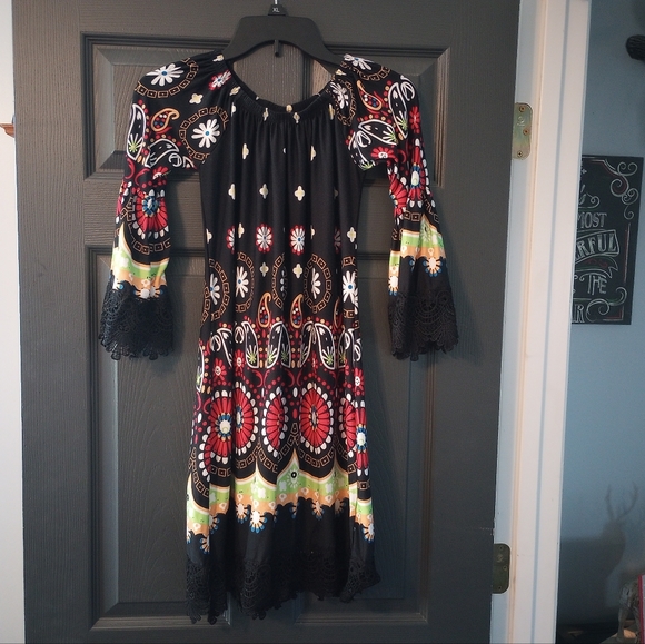 White Mark | Dresses | Sexy Off The Shoulder Peasant Sleeve Lace Trim ...